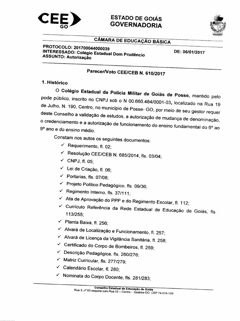 PARECER CEE/GO - Mensalidades CEPMG | PDF