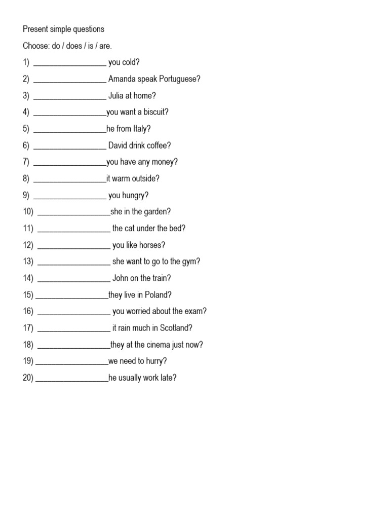 Present Simple Questions Pdf