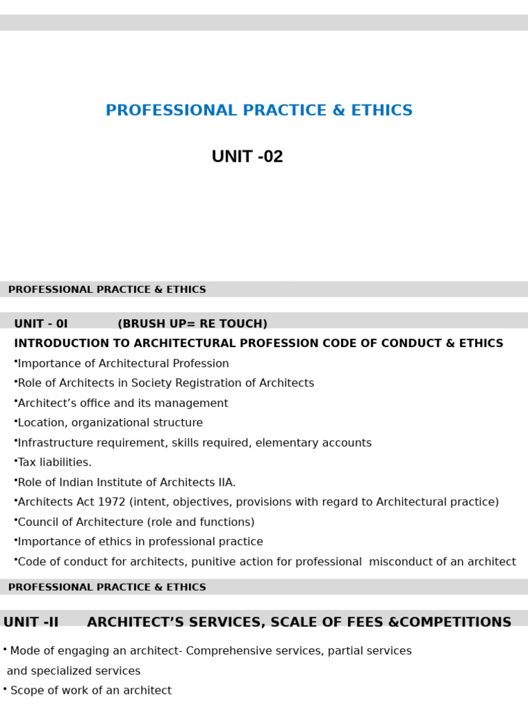 PPE - UNIT-02.pptx (Autosaved) | PDF | Architect | Specification (Technical Standard)