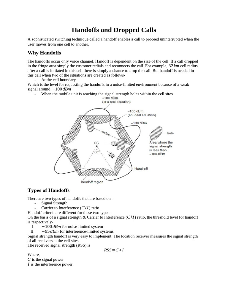 Handoffs and Dropped Calls Explained | PDF | Cellular Network | Radio ...