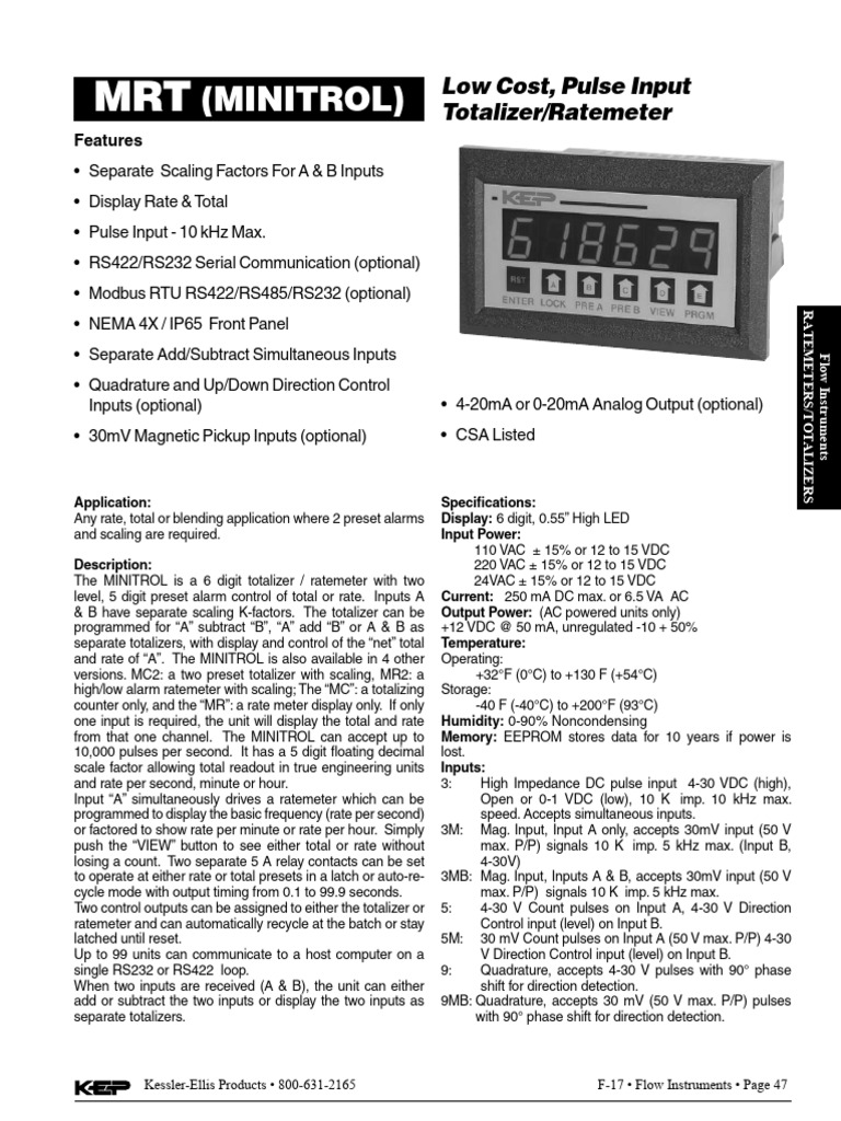 KEP MINItrol (MRT) | PDF | Relay | Manufactured Goods
