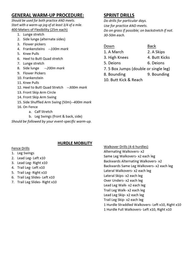 Comprehensive Track Warm-Up Guide | PDF | Anatomical Terms Of Motion