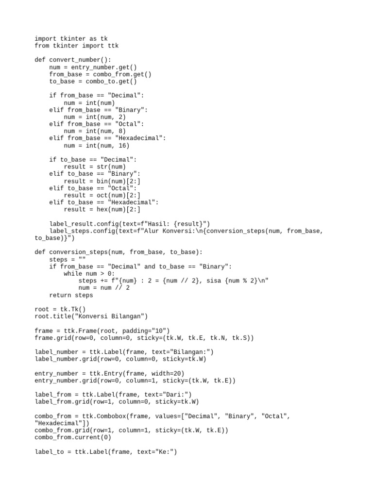 Konversi Bilangan Python | PDF