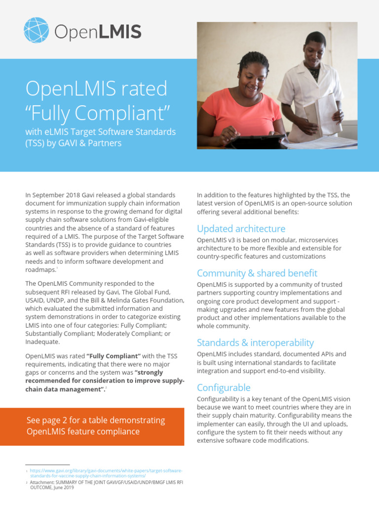 OpenLMIS: Fully Compliant with Gavi TSS | PDF | Computing | Information Technology