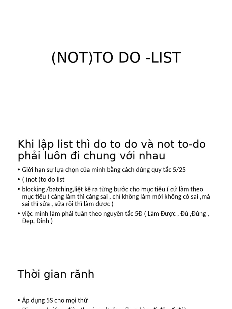 Not) To Do - List | PDF