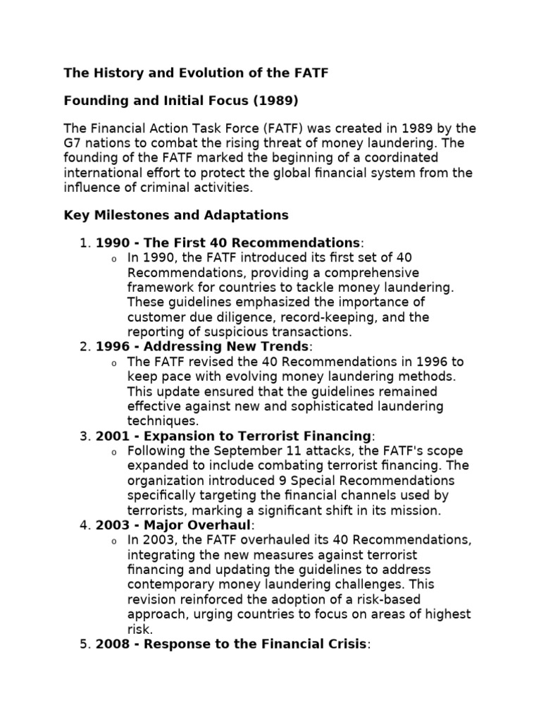 The History and Evolution of The FATF | PDF | Money Laundering | Economies