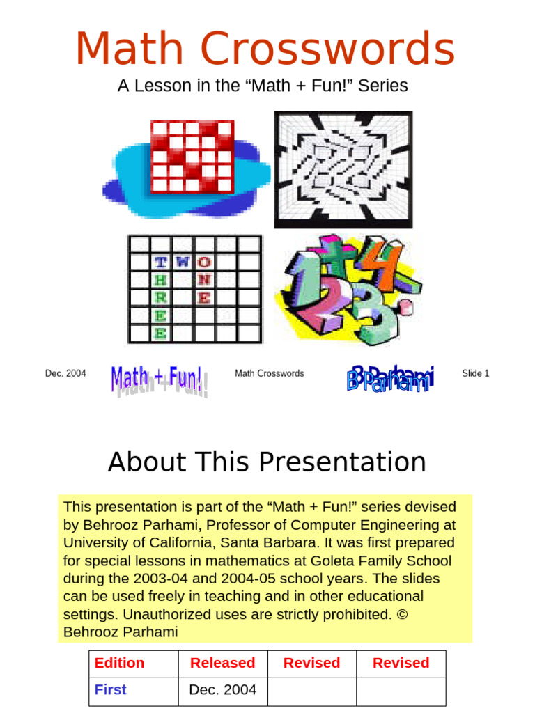 f38 Math Crosswords | PDF | Crossword | Mathematics