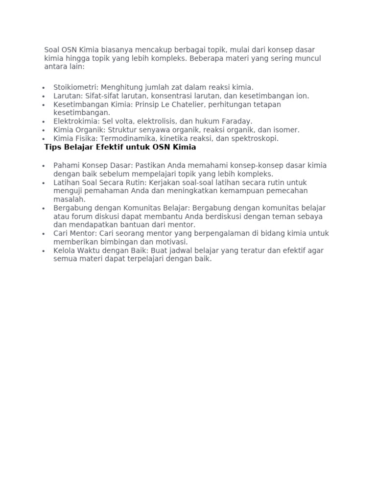 Soal OSN Kimia Tema | PDF