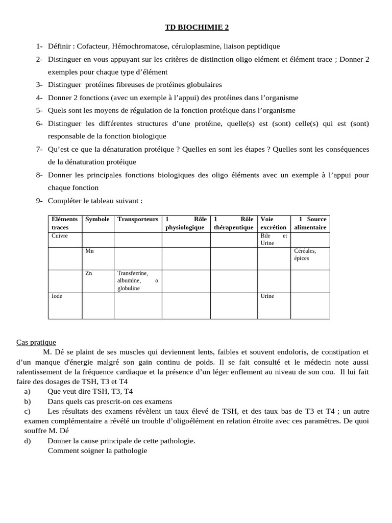 Concepts clés en biochimie et oligoéléments | PDF | Protéines | Biochimie