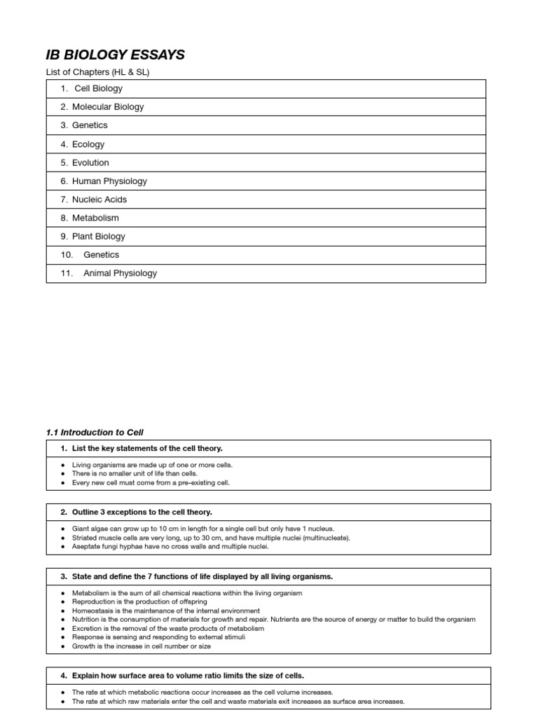 Ib Bio Essays | PDF | Mitosis | Dna