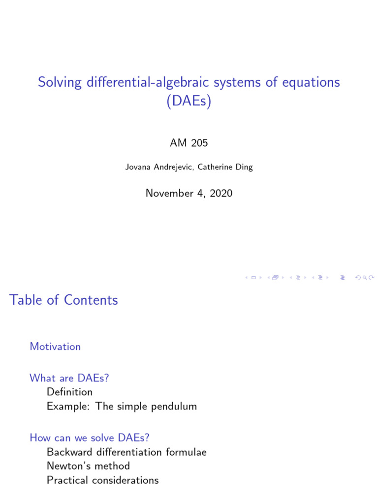 DAE_slides | PDF | Ordinary Differential Equation | Physics