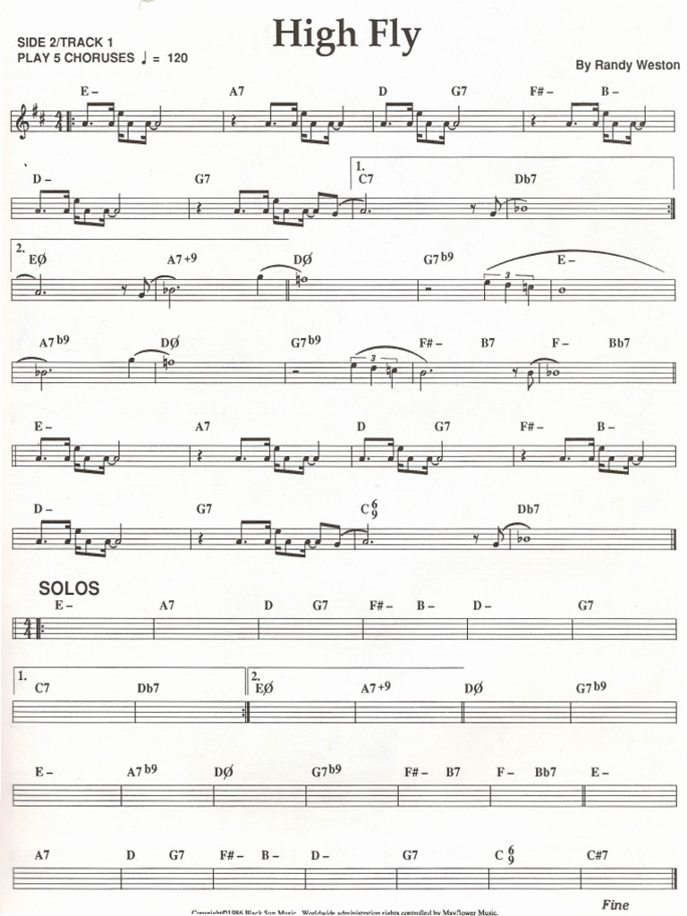 High Fly Piano Lead Sheet | PDF