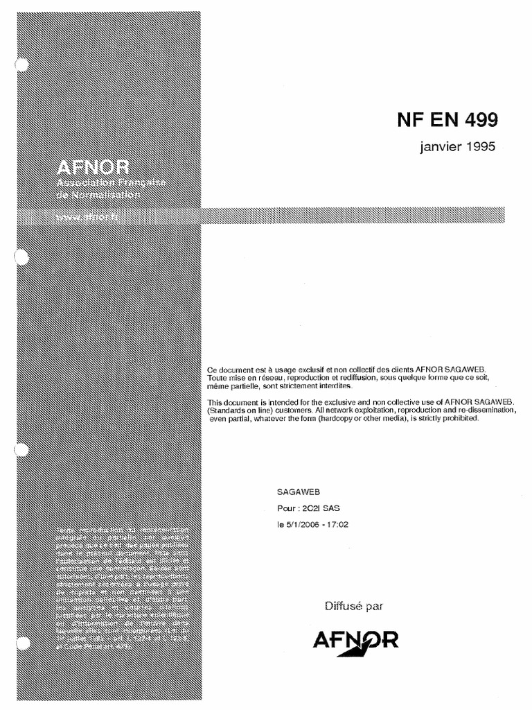 NF en 499-01-95 - Electrodes Enrobées Pour Le Soudage Manuel | PDF