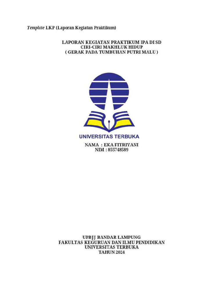 Laporan praktikum TT 1 IPA DI SD Eka Fitriyani | PDF