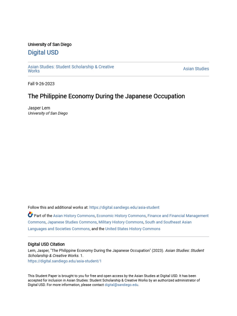 Philippine Economy Under Japanese Rule | PDF | Philippines | Money