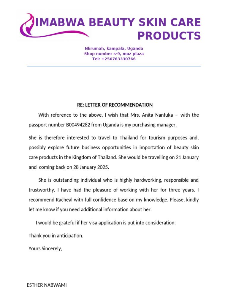 Anita Letter Imabwa Beauty Skin Care Products | PDF