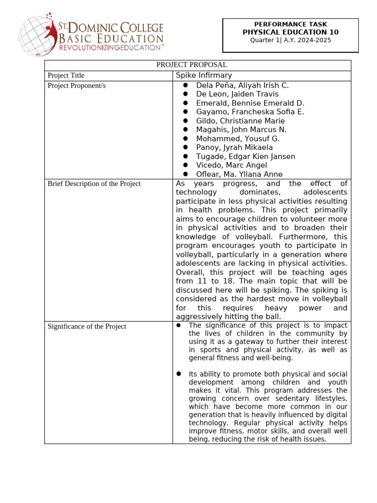 Project-proposal | PDF | Physical Fitness | Social Psychology