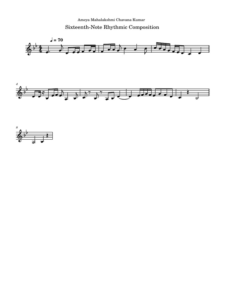 Sixteenth-Note Rhythm Composition | PDF