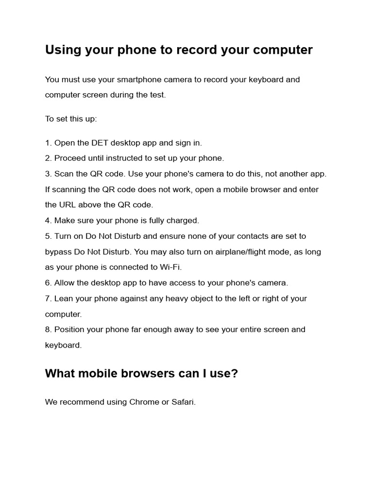 How to Set up your Secondary Camera on the Duolingo English Test | PDF ...