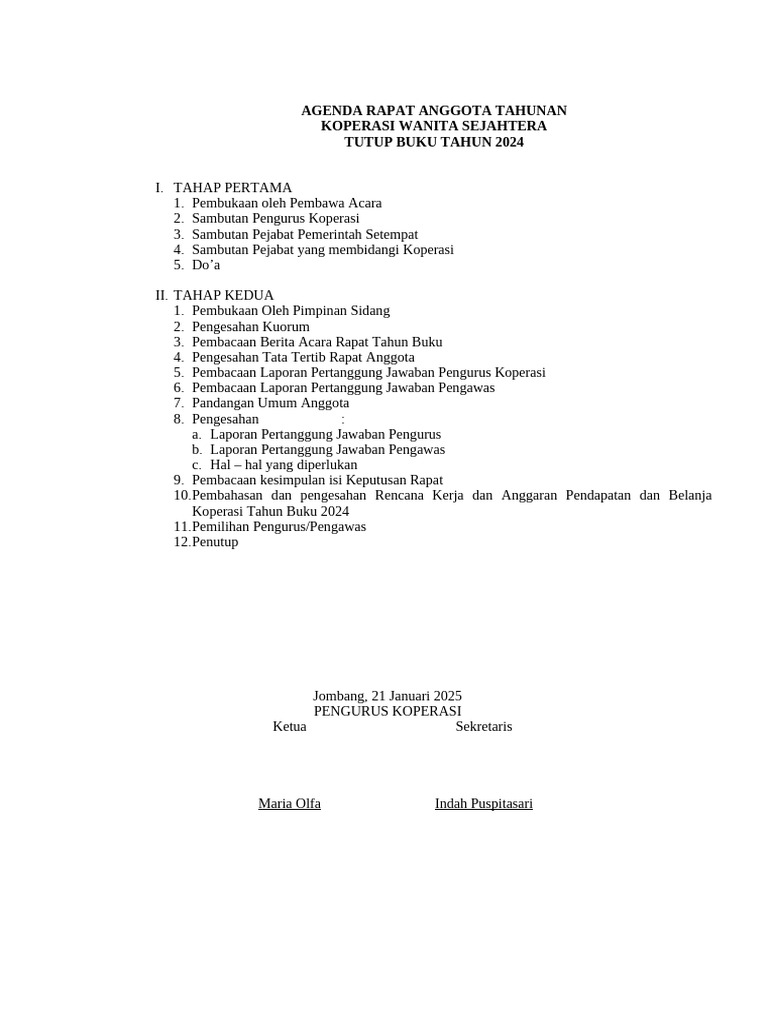 Contoh Susunan Acara, Tatib, Kas Opname (siap grak) | PDF