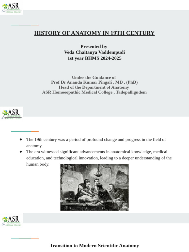 History of Anatomy in 19th Century Presented by Veda Chaitanya ...
