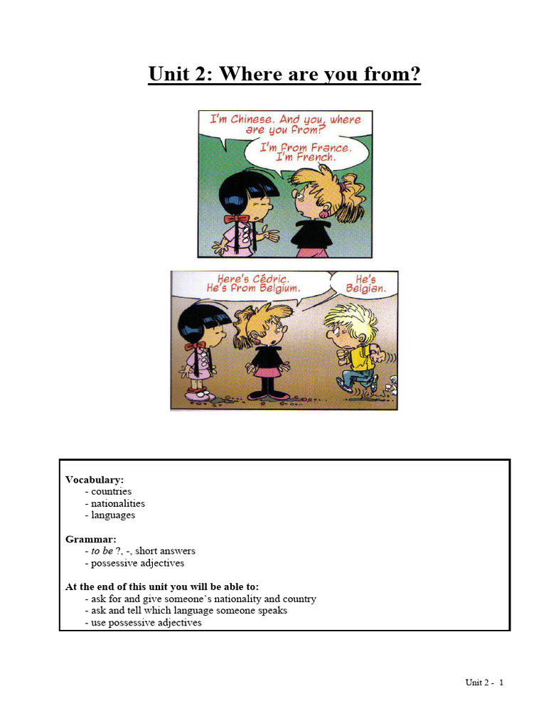 02-Unit 2 - Where Are You From | PDF | Grammatical Number | Linguistic Morphology