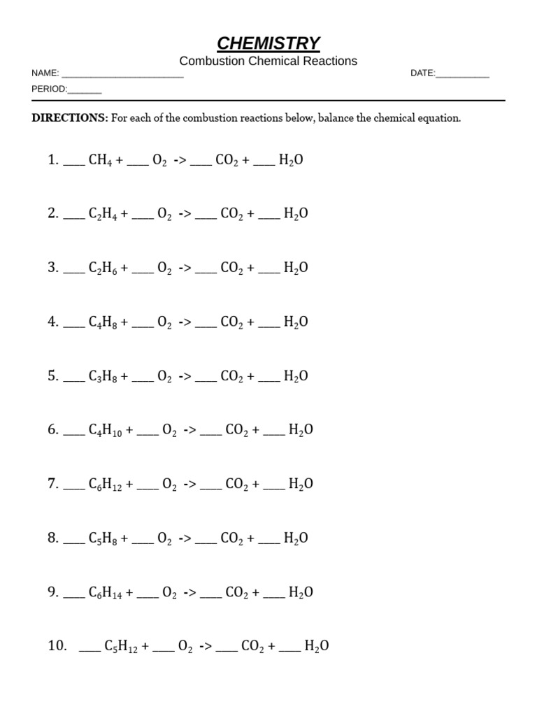 Combustion Reactions | PDF