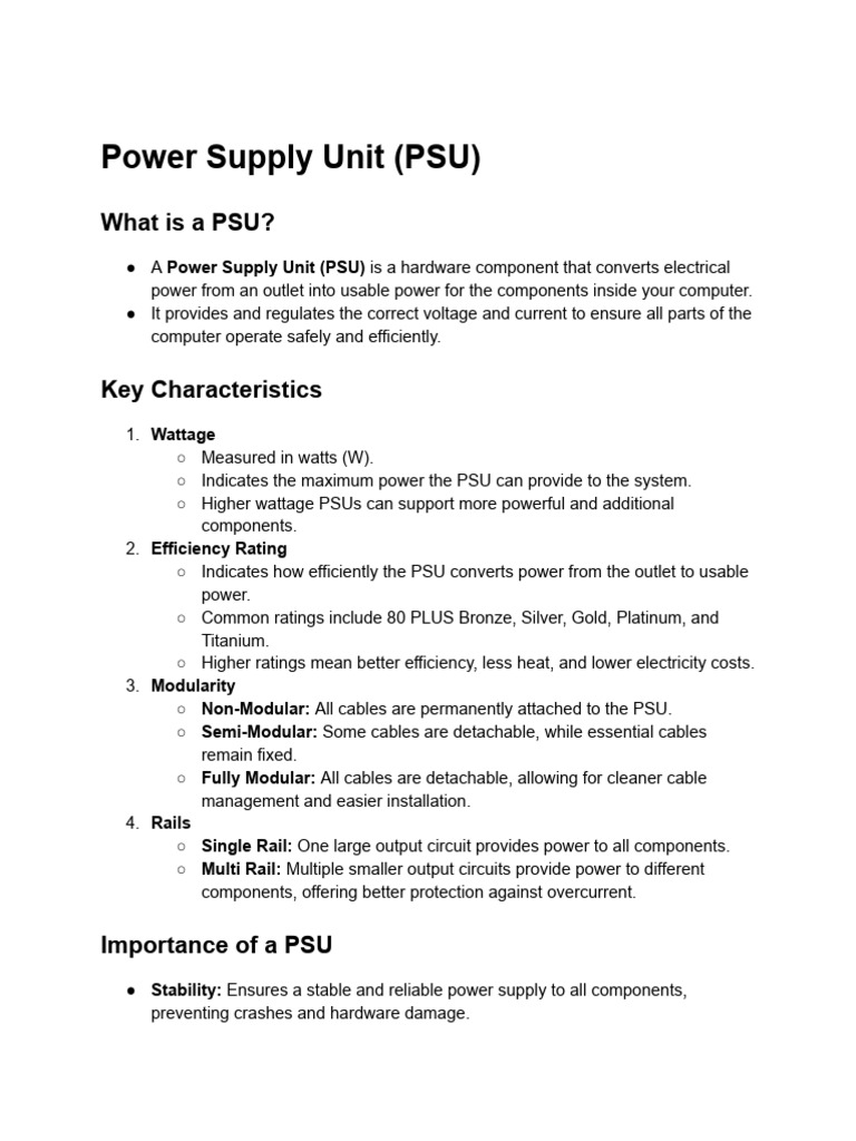 _Power Supply Unit (PSU) | PDF | Electricity | Electrical Engineering
