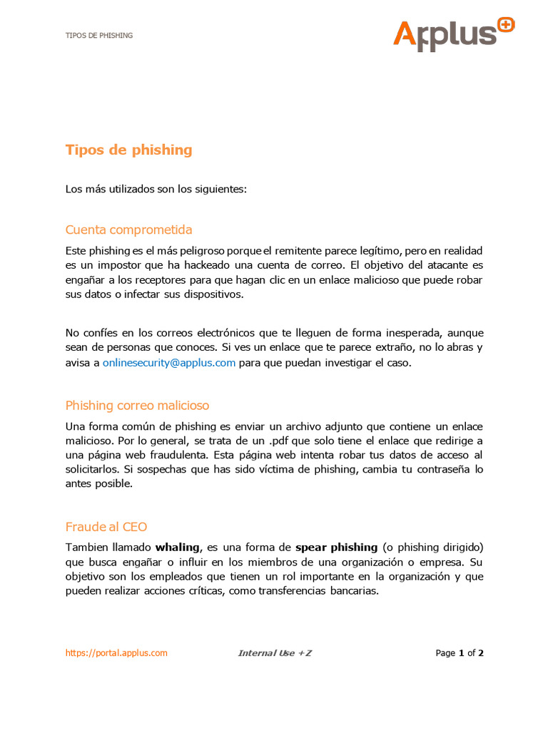 Tipos de Phishing y Cómo Protegerse | PDF | Suplantación de identidad | Comunicación por medio ...