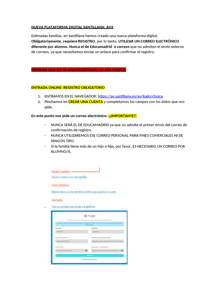 Tutorial para El Registro Av4 Familias Ii | PDF