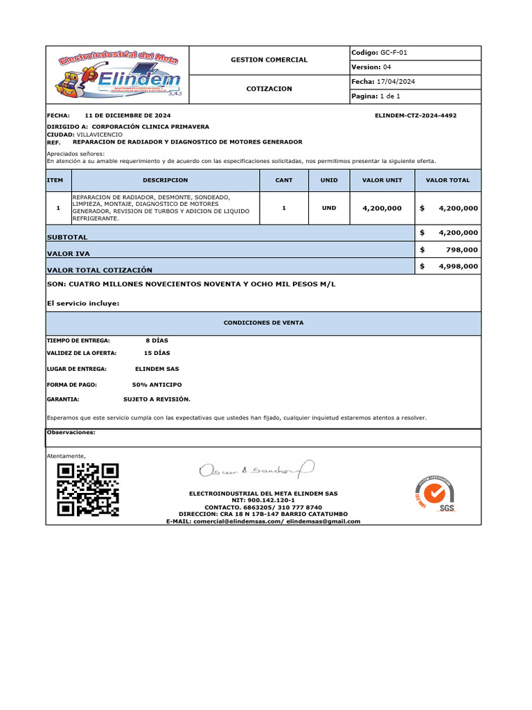 ELINDEM-CTZ-2024-4492 - CLINICA PRIMAVERA Planta | PDF
