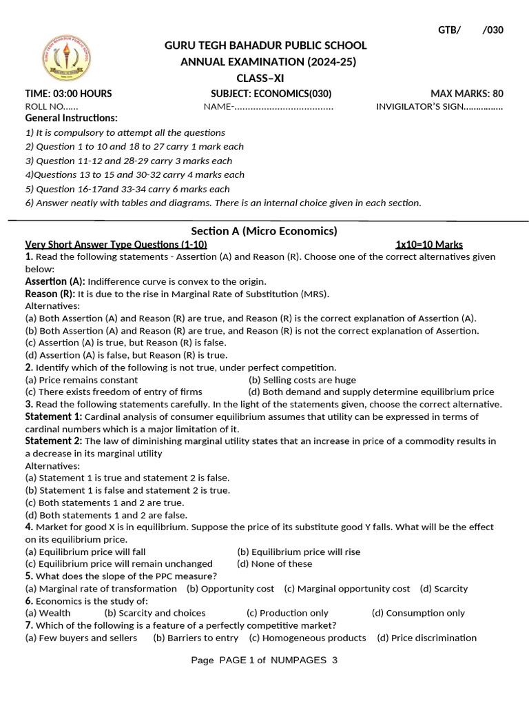 Annual Eco Paper 11 | PDF | Demand | Demand Curve
