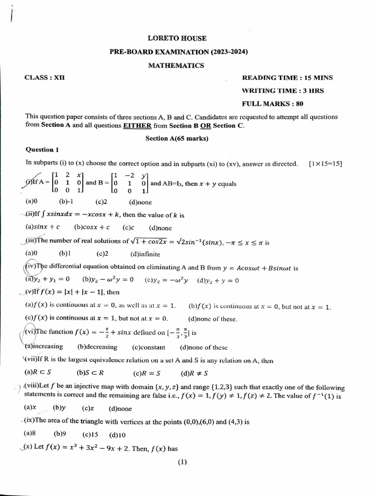 LH MATHEMATICS PREBOARD | PDF | Mathematical Concepts | Mathematical Analysis