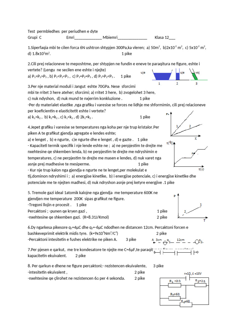 Test Permbledhes 2 Per Periudhen e Dyte Klasa 12 | PDF