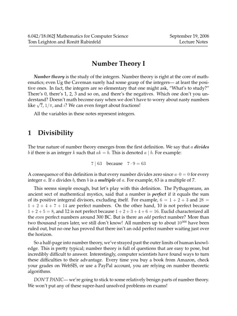 Numbertheory 1 | PDF | Prime Number | Mathematical Logic