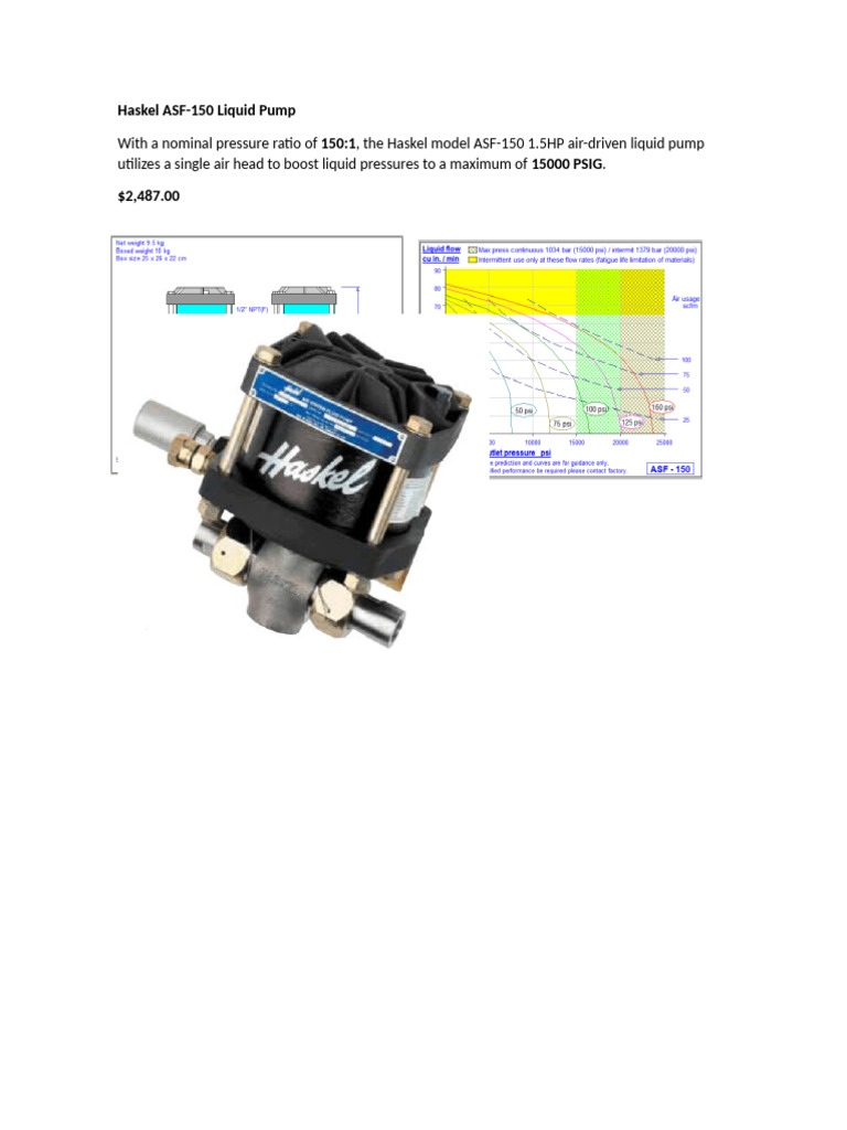Haskel ASF-150 Liquid Pump 150:1 Ratio | PDF