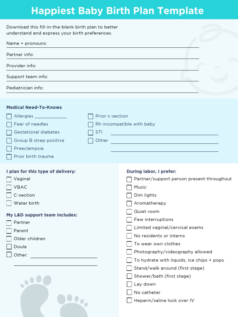Birth Plan Template for Expecting Parents | PDF | Childbirth ...