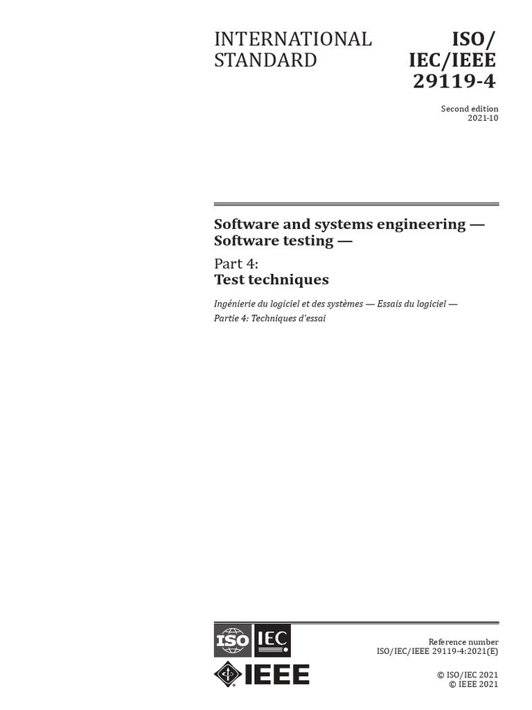 International Standard: Iso/ Iec/Ieee 29119-4 | PDF | International ...