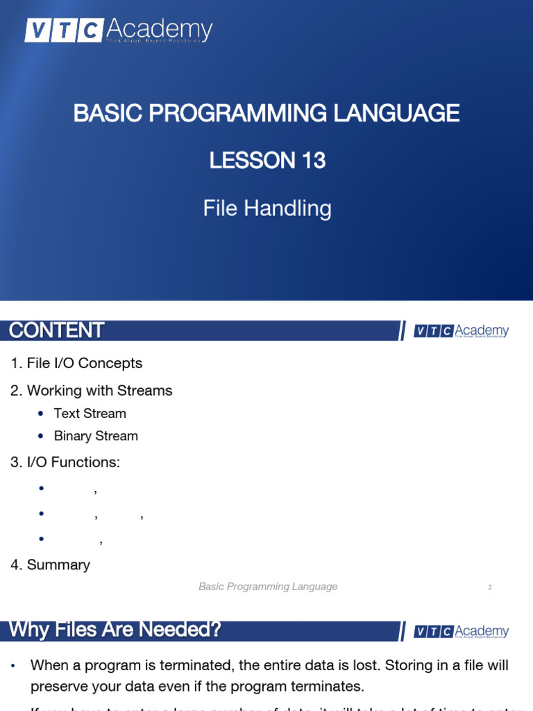 SEM1-BPL - Lesson13-File Handling | PDF | Computer File | Input/Output