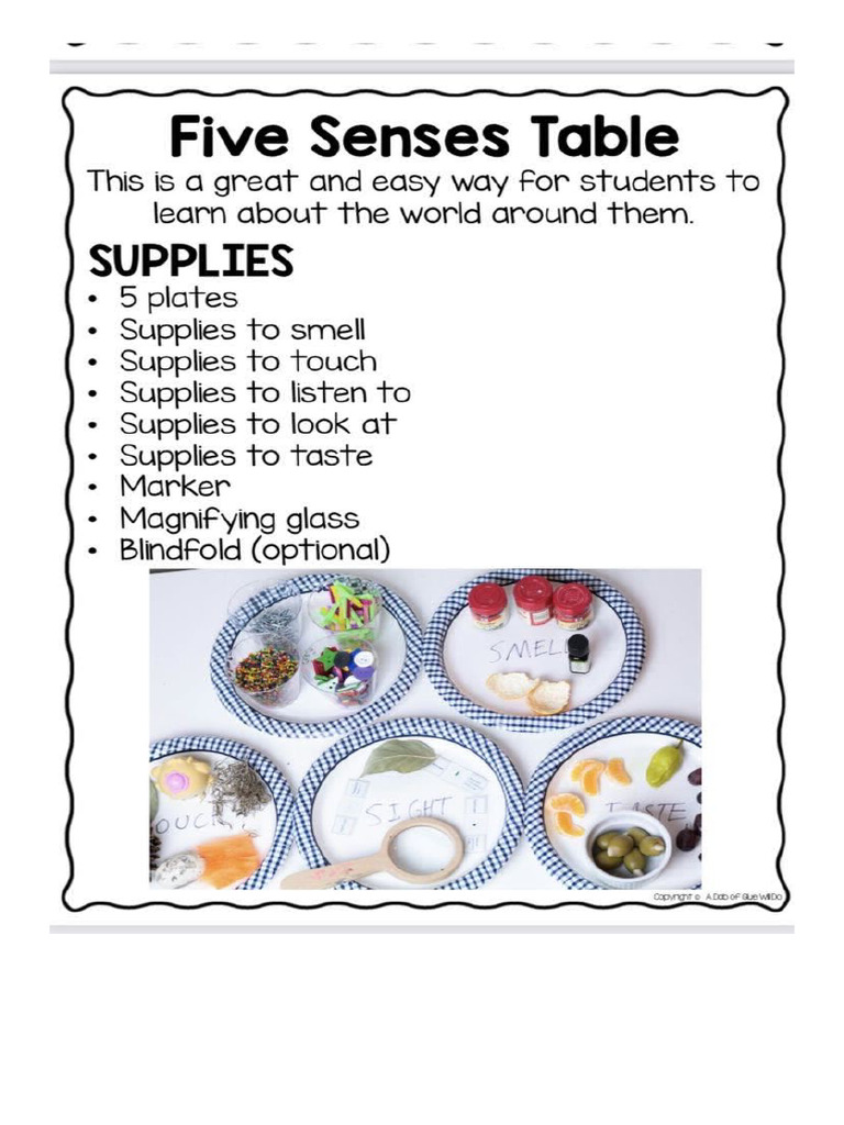 5 Senses Table | PDF