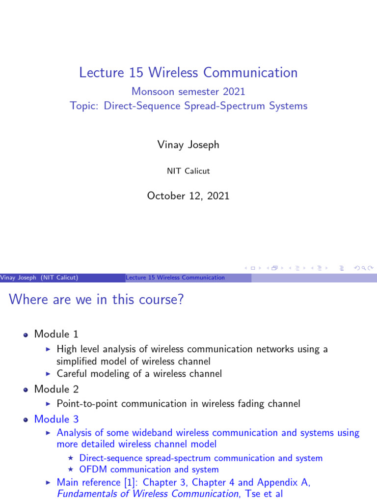 WC - Lecture15 Direct-Sequence Spread-Spectrum Systems | PDF ...