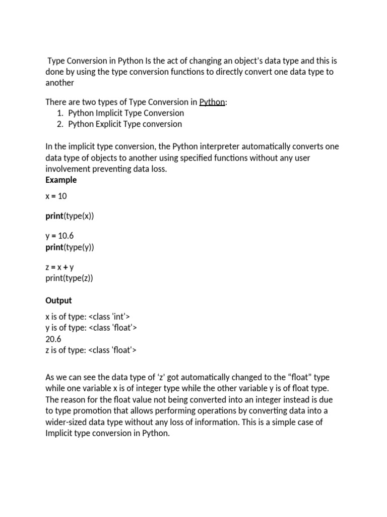 Python Type Conversion Explained | PDF