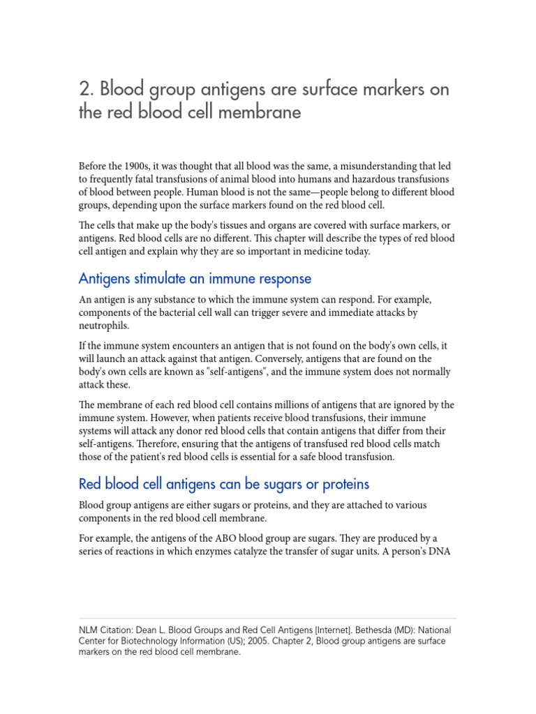Blood Group Antigens Are Surface Markers On | PDF | Blood Type | Anatomy