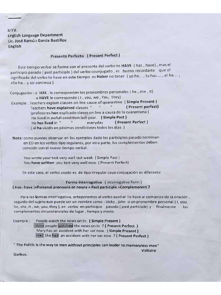 6-Presente Perfecto | PDF