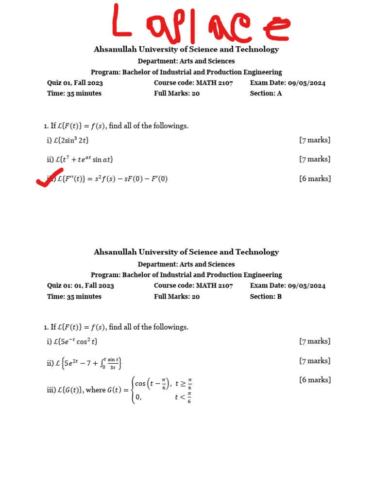 Engineering Math Quiz Prep | PDF