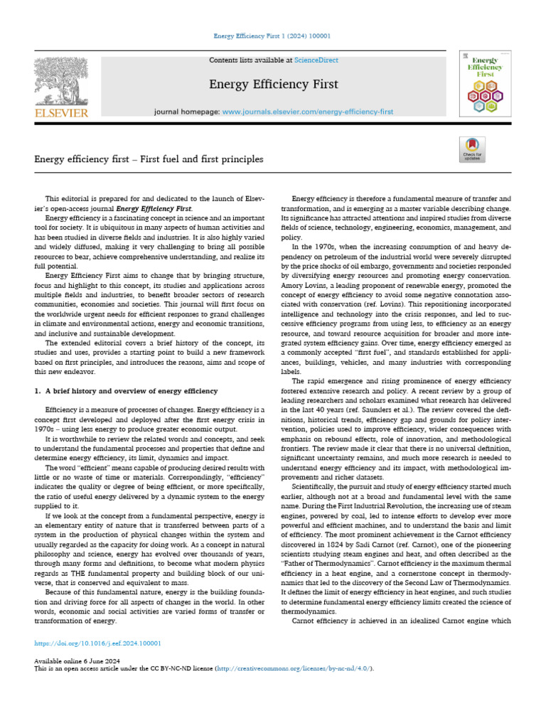 Energy Efficiency First - First Fuel and First Principles | PDF ...
