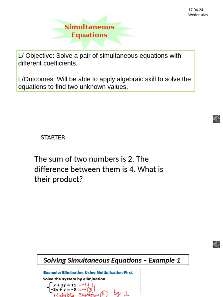 -Simultaneous Equations | PDF | Equations | Mathematical Objects