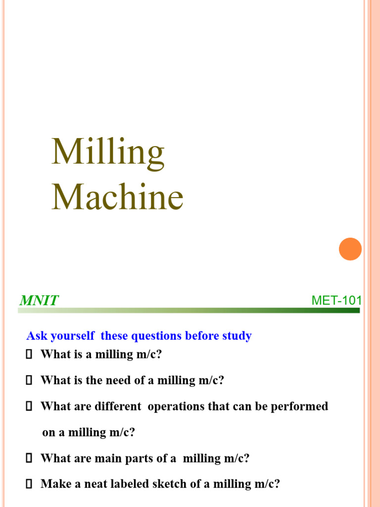 Milling Machine Overview and Operations | PDF | Machining ...