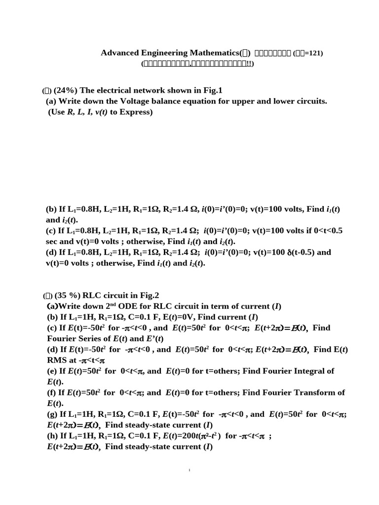 Advanced Engineering Mathematics-Finals 1032 | PDF