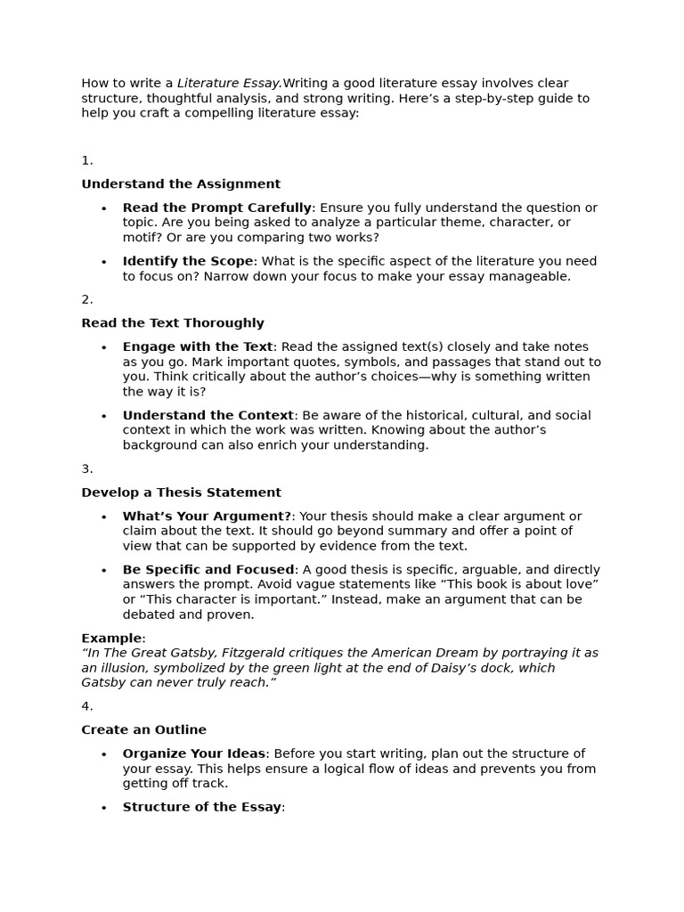 How To Write A Literature Essay | PDF | The Great Gatsby | Essays